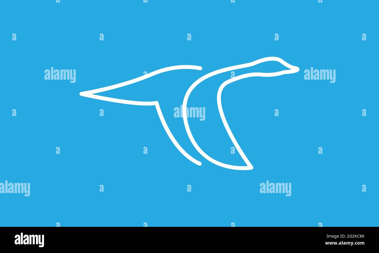 continuous line bird goose fly logo vector icon illustration design ...