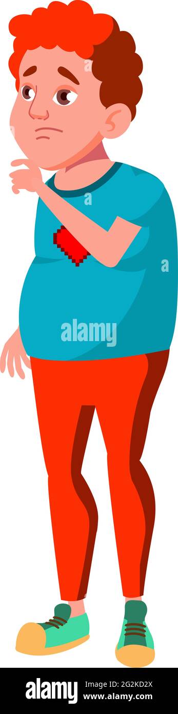 sad fat man look at restaurant menu outdoor cartoon vector Stock Vector ...