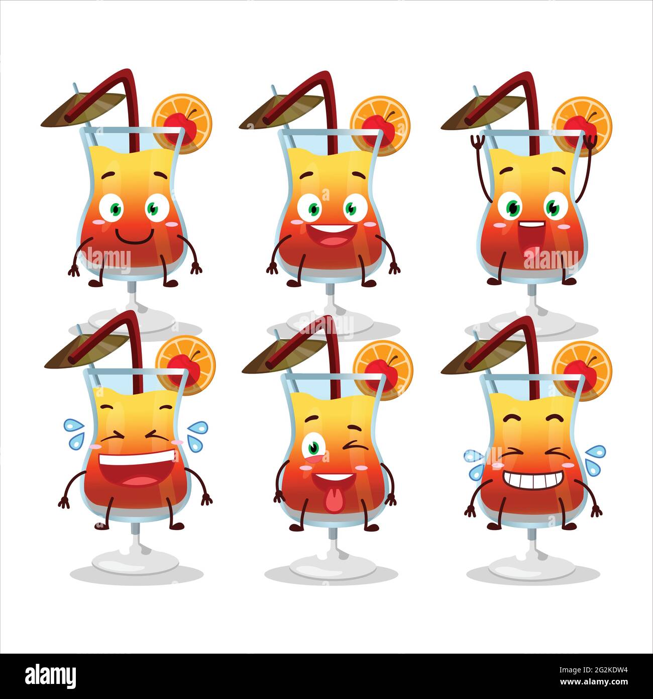 Cartoon character of tequila sunrise with smile expression. Vector ...