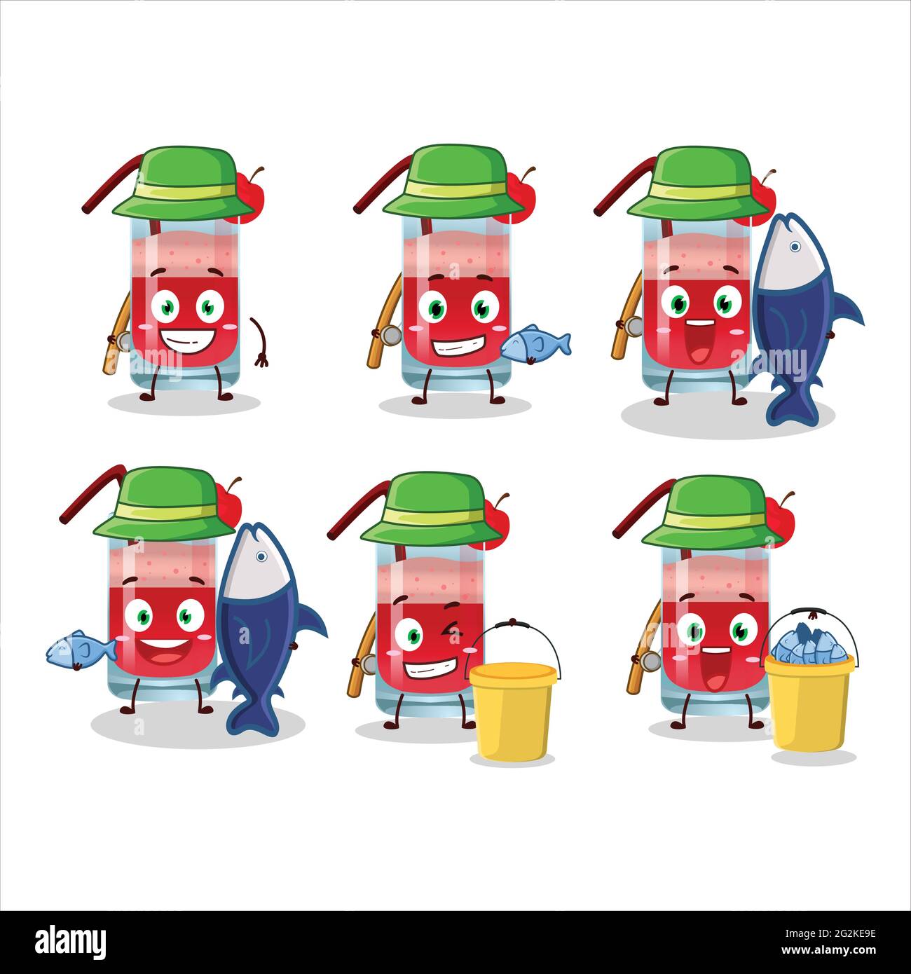 A fisherman singapore sling cartoon picture catch a big fish. Vector ...