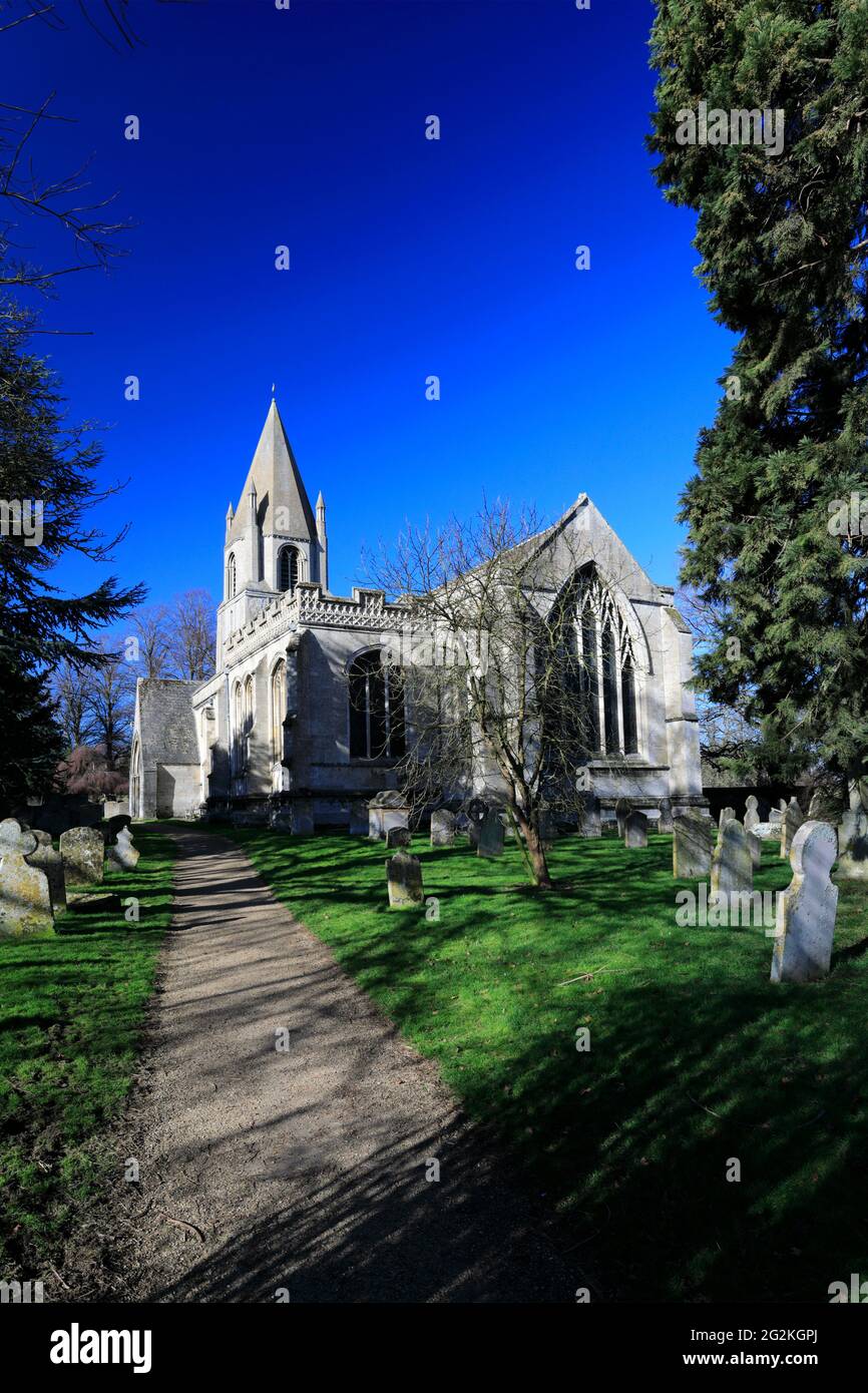 Spring view over St Johns church, Barnack village, Cambridgeshire ...