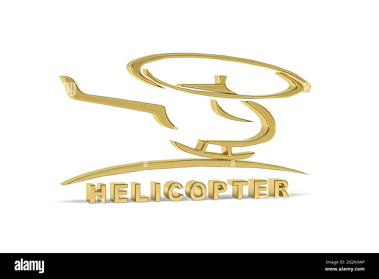 Golden 3d helicopter icon isolated on white background - 3d render ...