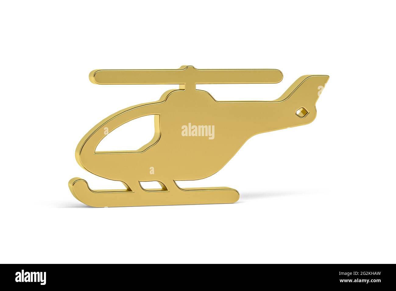 Golden 3d helicopter icon isolated on white background - 3d render ...