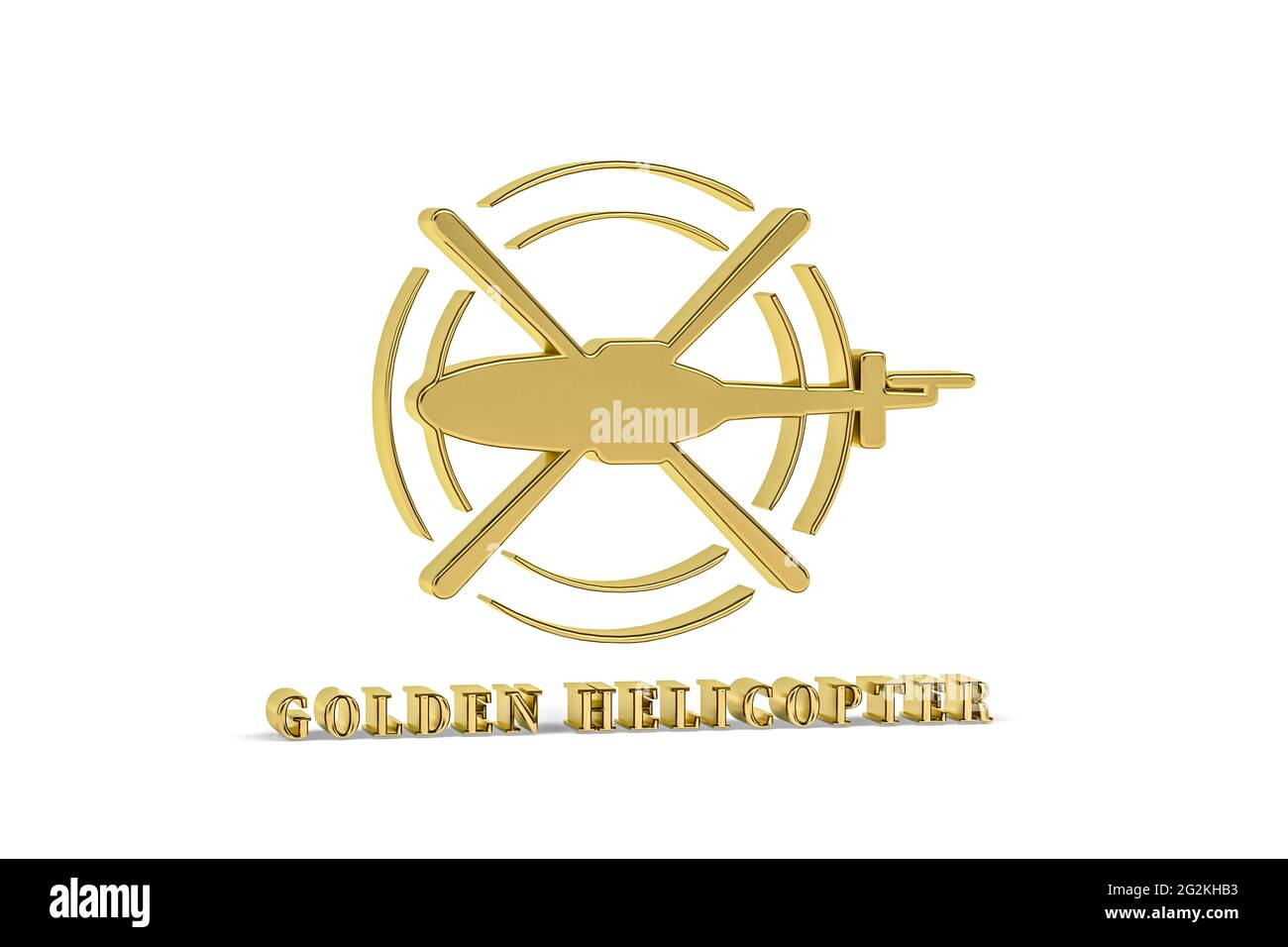 Golden 3d helicopter icon isolated on white background - 3d render ...