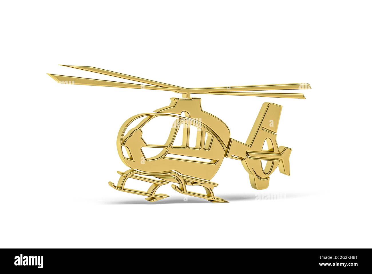 Golden 3d helicopter icon isolated on white background - 3d render ...