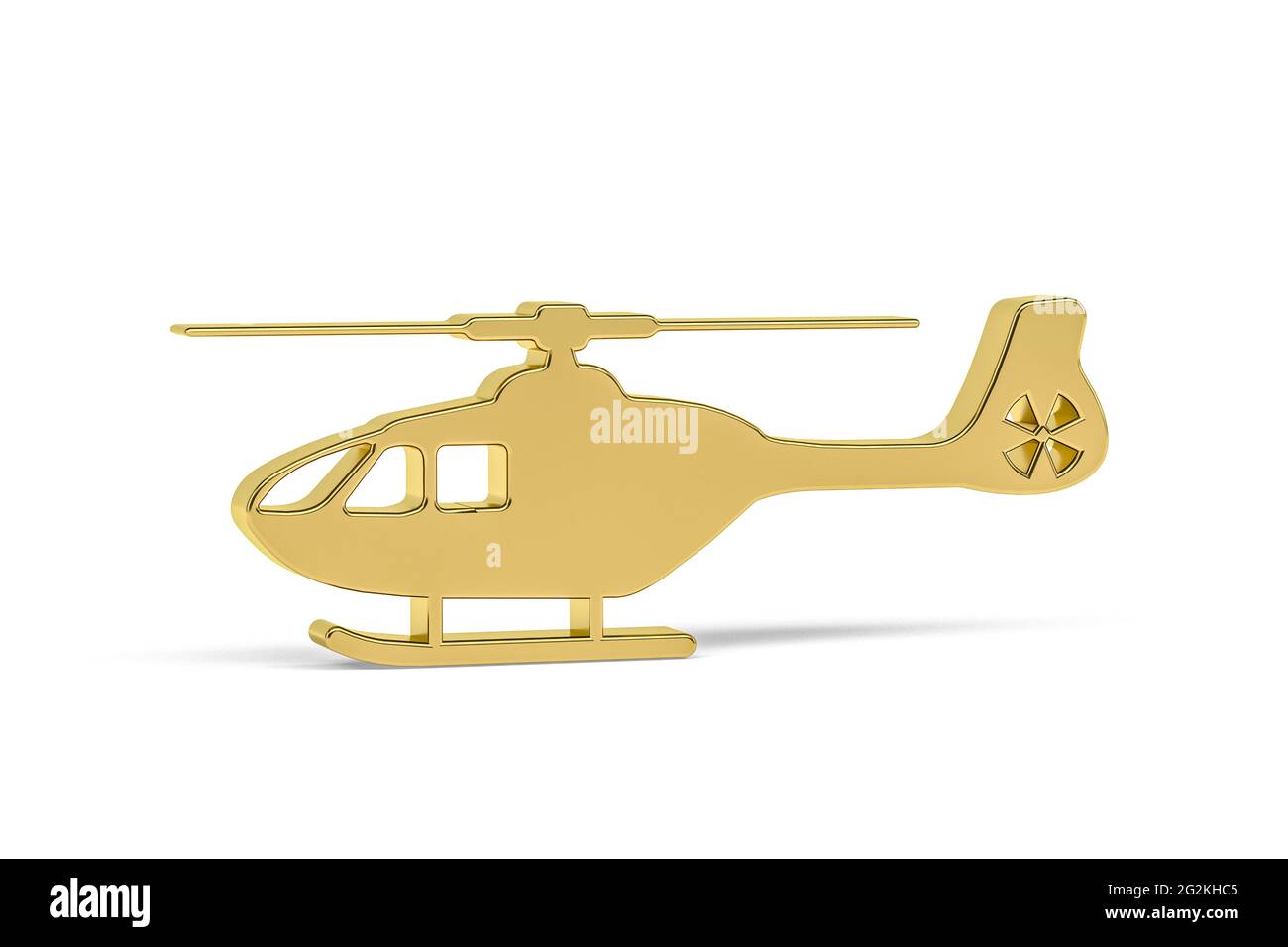 Golden 3d helicopter icon isolated on white background - 3d render ...