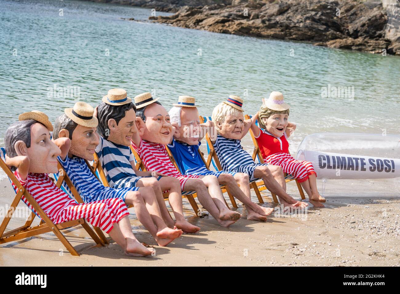 Oxfam campaigners pose g7 hi-res stock photography and images - Alamy