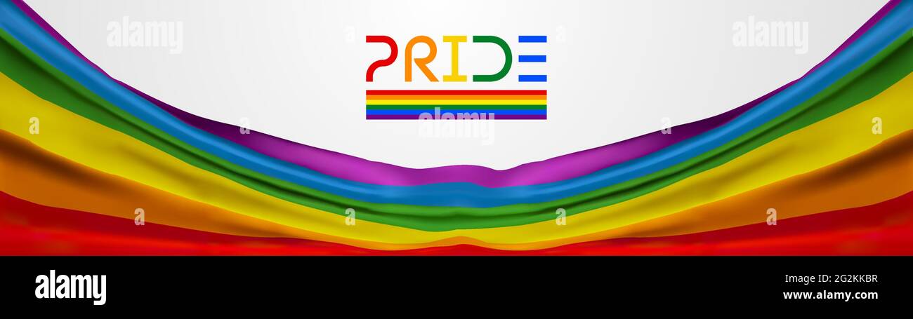 Pride Flag Waving Color Background Lgbtq Community Gay Event Vector