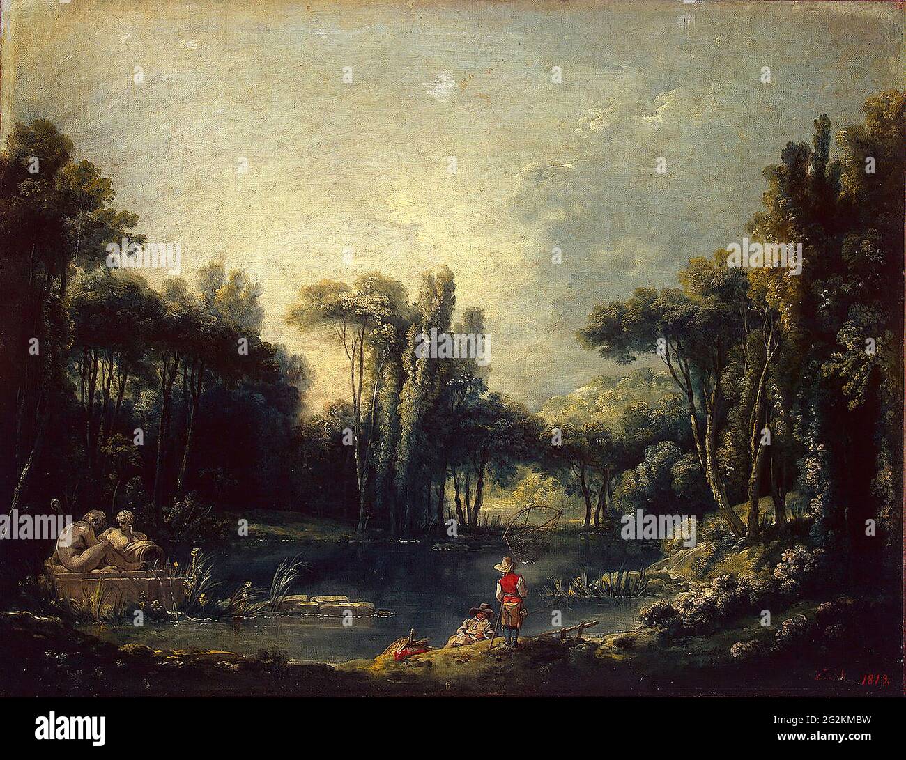François Boucher - Landscape with a Pond Stock Photo - Alamy