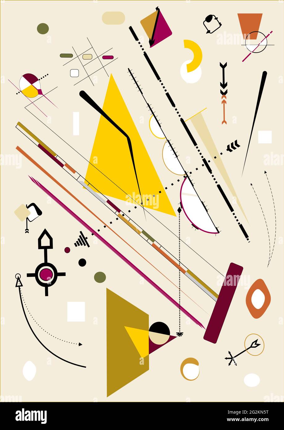 Abstract beige background ,fancy geometric and curved colorful shapes ...