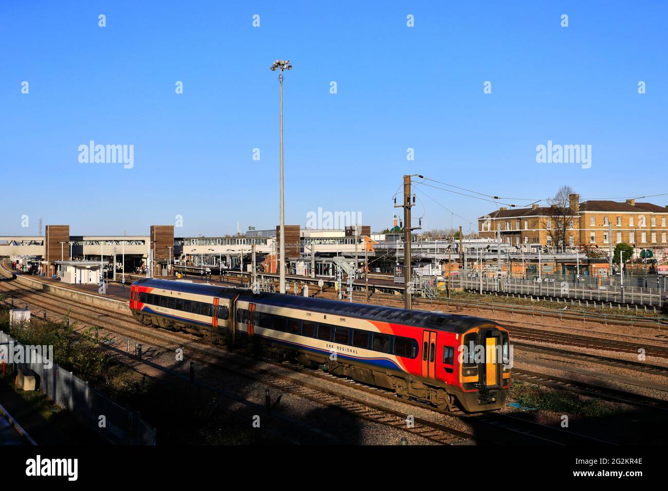 EMR 158780 at Peterborough railway station, East Coast Main Line ...