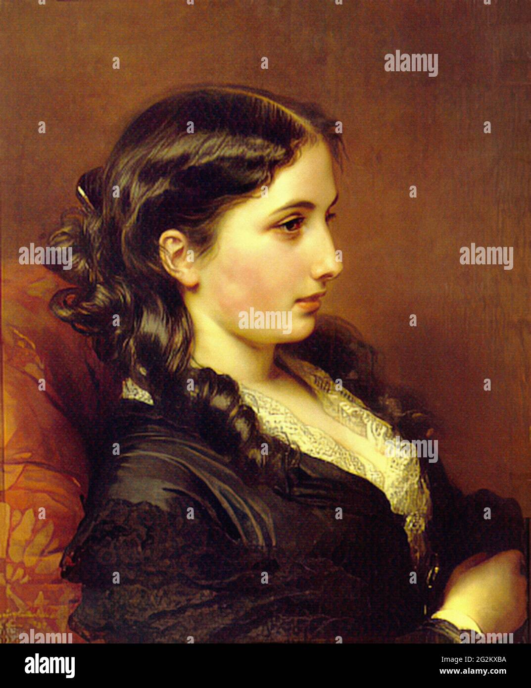 Franz Xaver Winterhalter (1805-1873) - Study Girl Profile 1 1862 Stock ...
