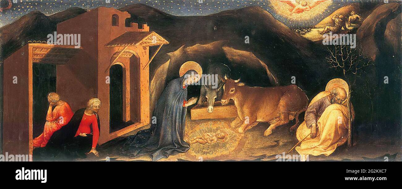 Gentile Da Fabriano - Adoration Magi Altarpiece Left Hand Predell Panel Depicting Nativity 1423 ...