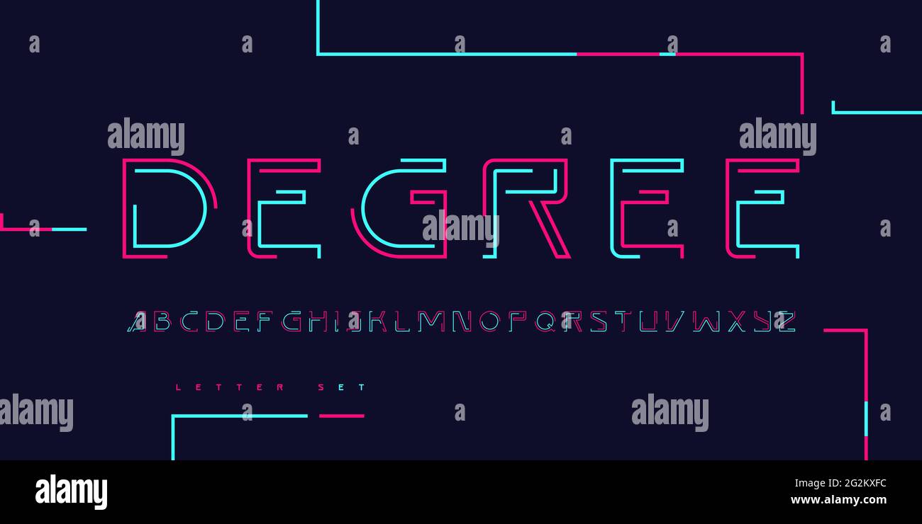 Vector linear uppercase letter set, alphabet, font, typography Stock ...