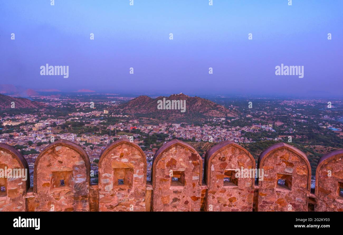 Jaipur View From A watchtower on the wall surrounding Amer Fort Jaipur ...