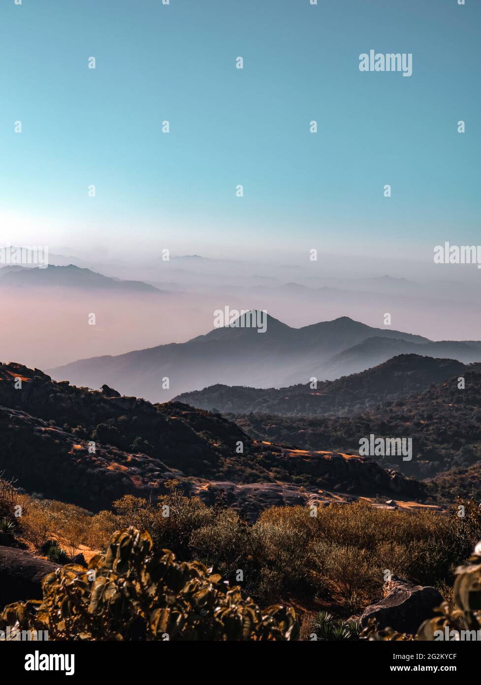 Beautiful panoramic mountain landscape hazy hi-res stock photography ...