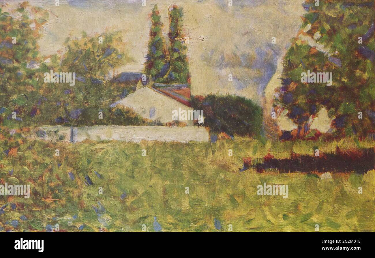 Georges Seurat - House Between Trees 1883 Stock Photo - Alamy
