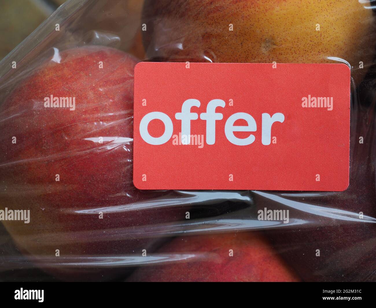 On offer label on packet of fruit Stock Photo - Alamy