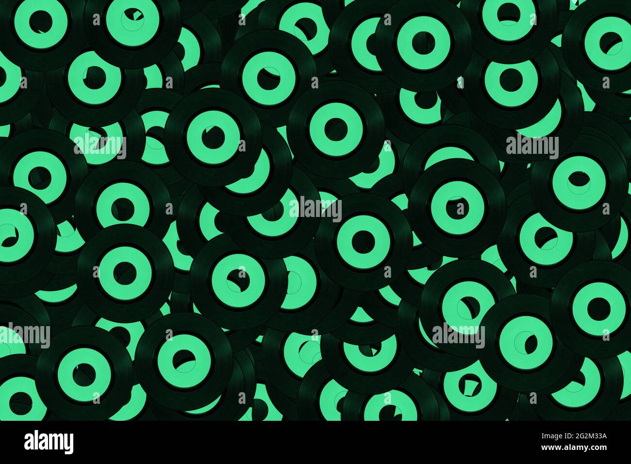 many vinyl records with green label useful as a background Stock Photo ...