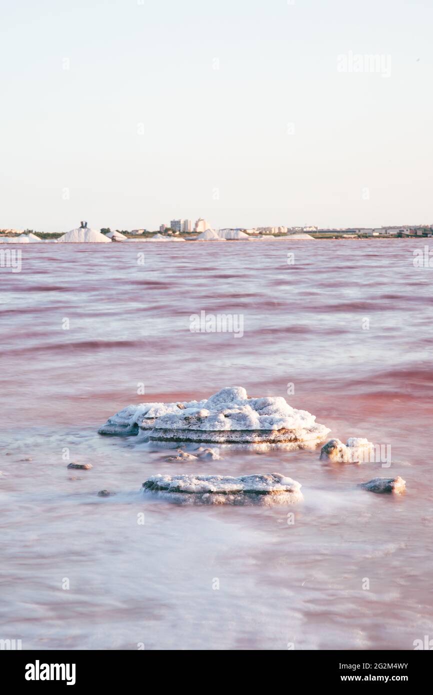 Pink lake in Spain named Laguna Rosa Stock Photo - Alamy