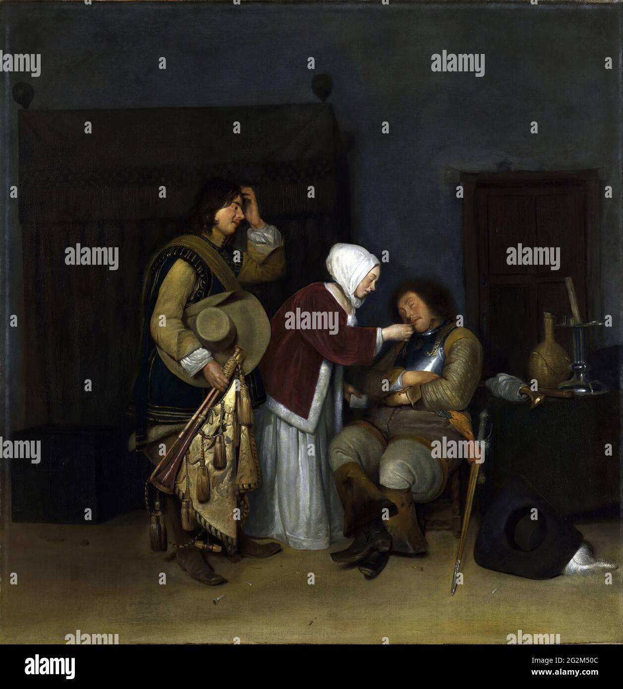Gerard Ter Borch - Lady Tickling a Sleeping Soldier Stock Photo - Alamy