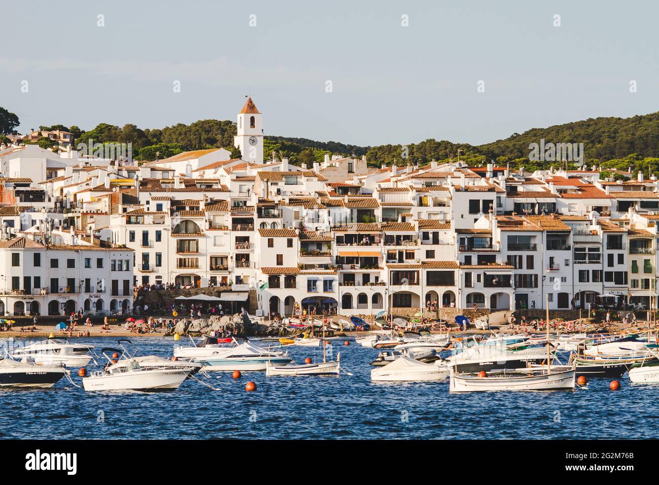 Mediterranean village in front of the sea, Calella de Palafrugell Stock ...
