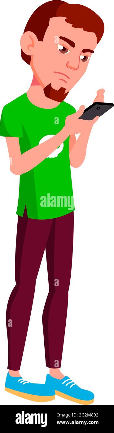 young boy student searching answer in smartphone cartoon vector Stock ...