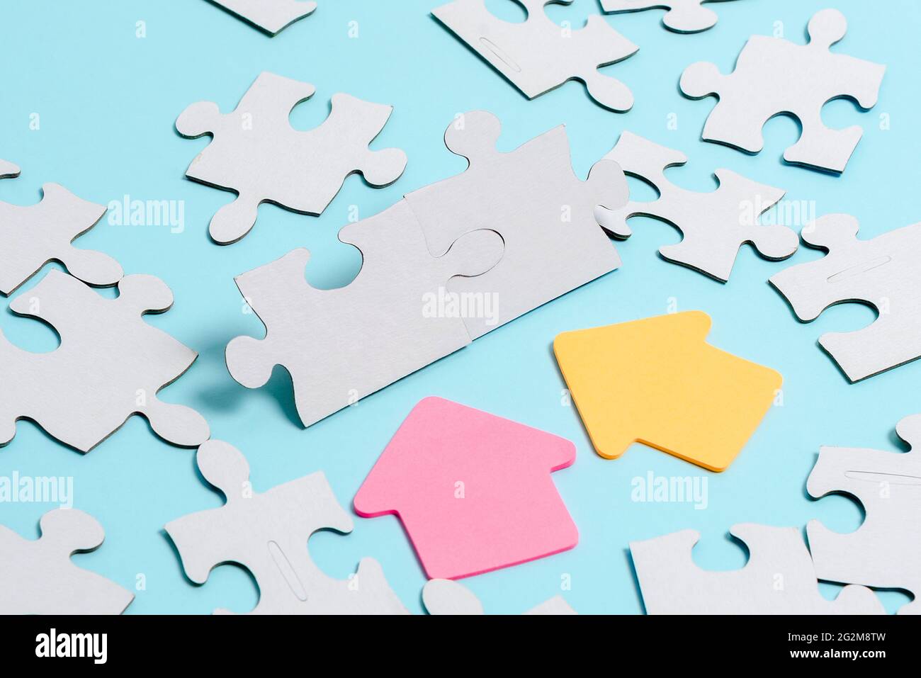 Building An Unfinished White Jigsaw Pattern Puzzle With Missing Last ...