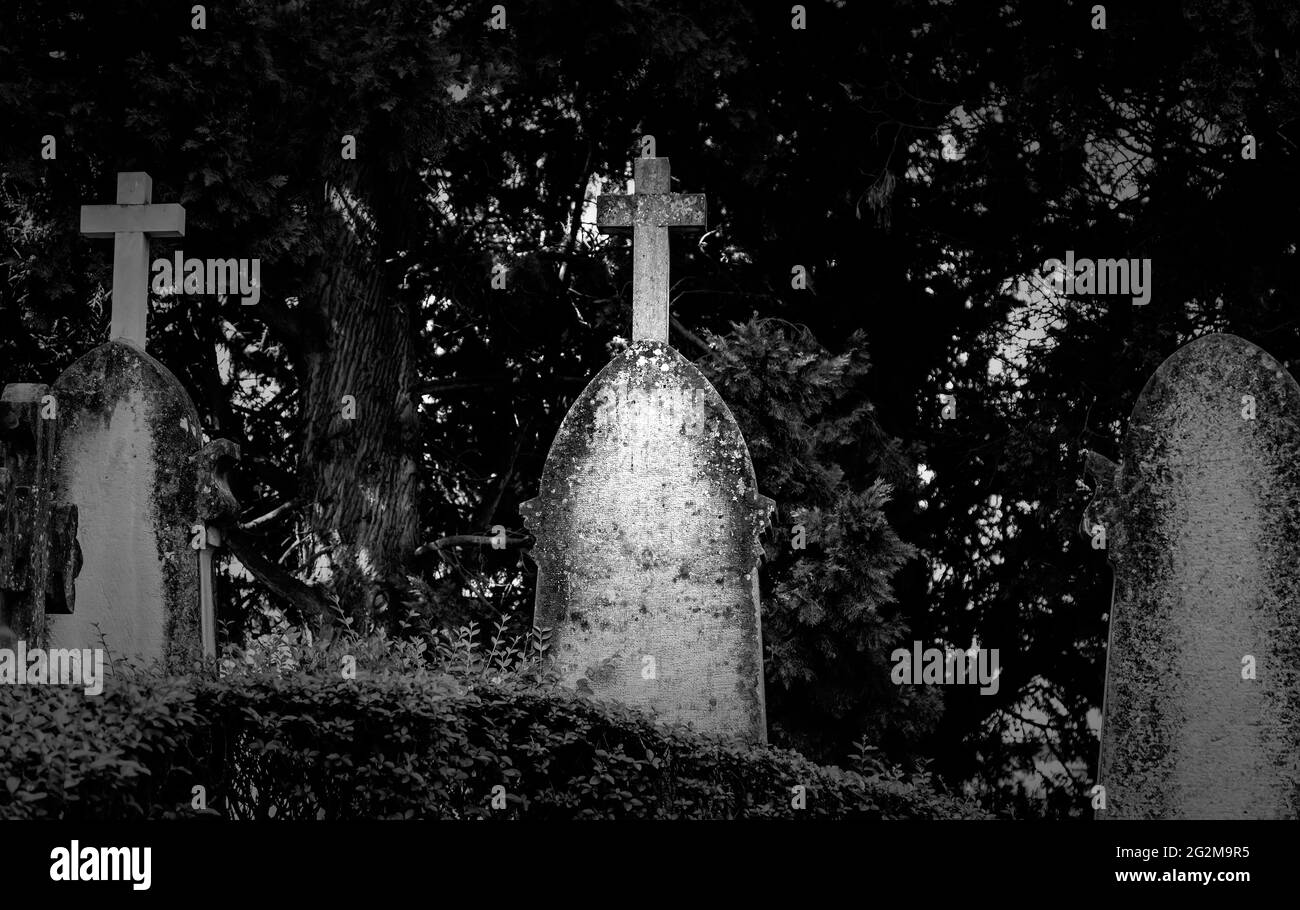 Detail of old burial crosses, tradition and death Stock Photo - Alamy