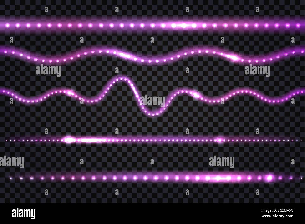 LED light purple lines with realistic neon glow effect and flares ...
