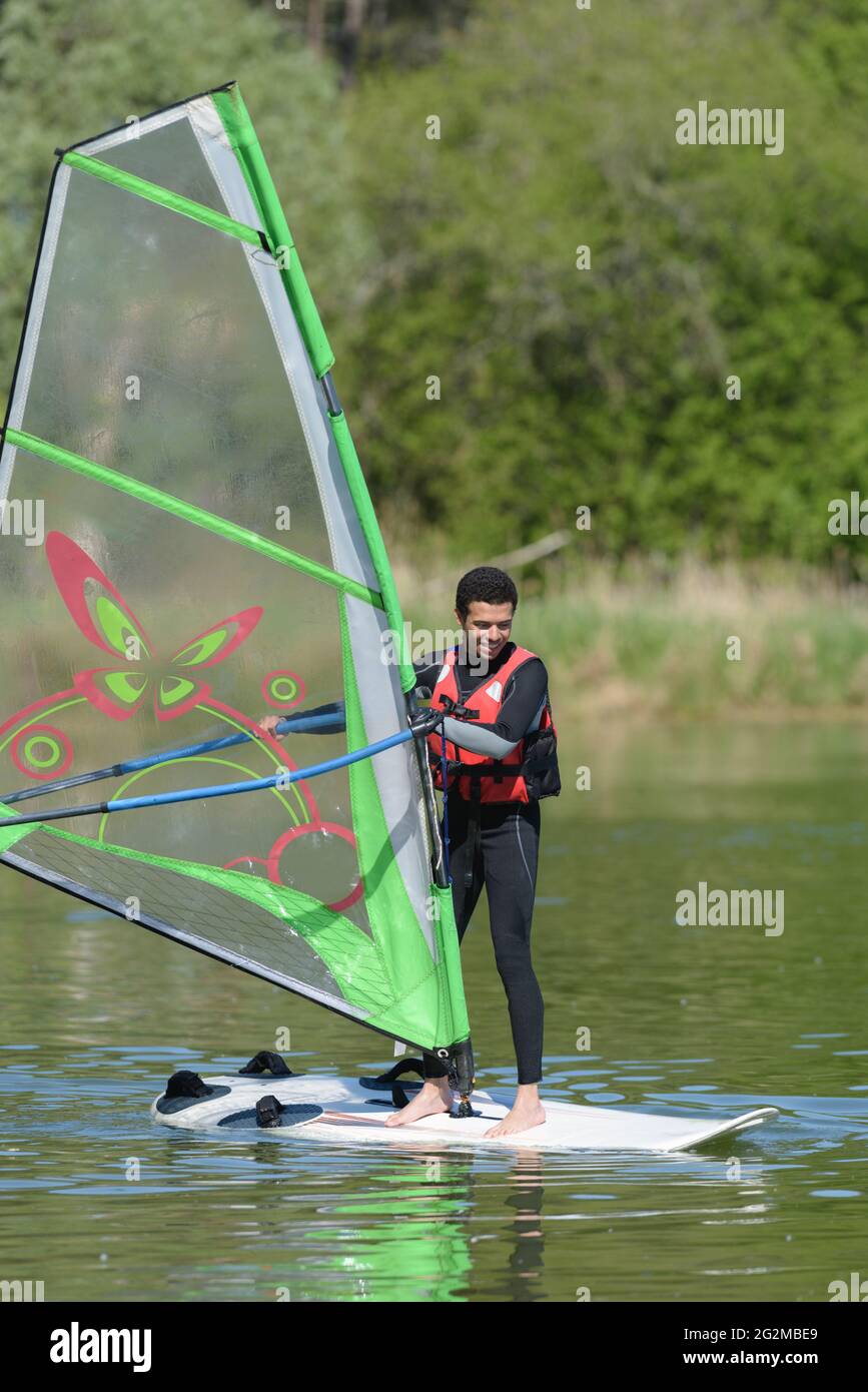man windsurfing on the sea Stock Photo - Alamy