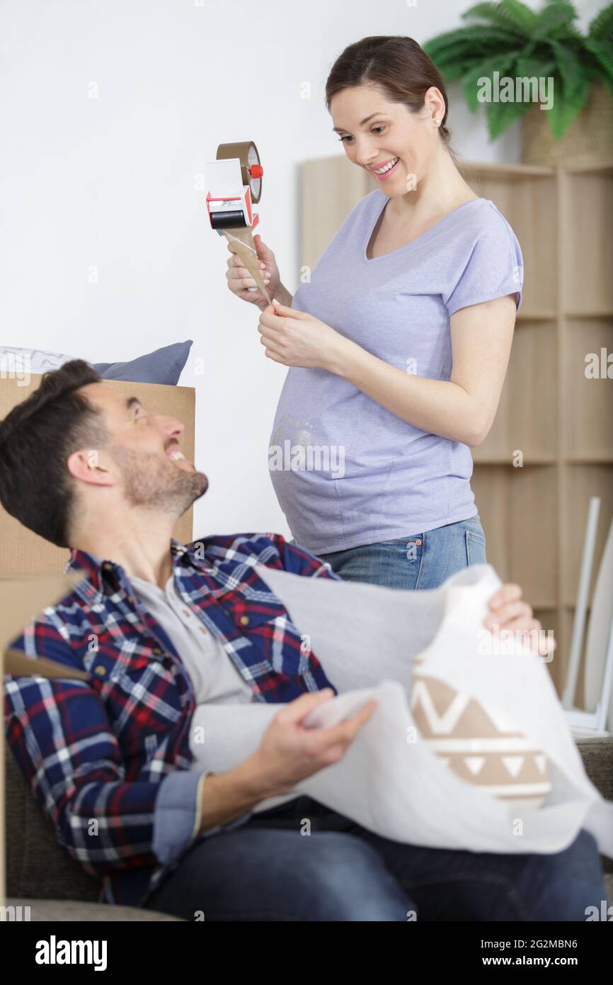 a happy pregnant couple boxing Stock Photo - Alamy