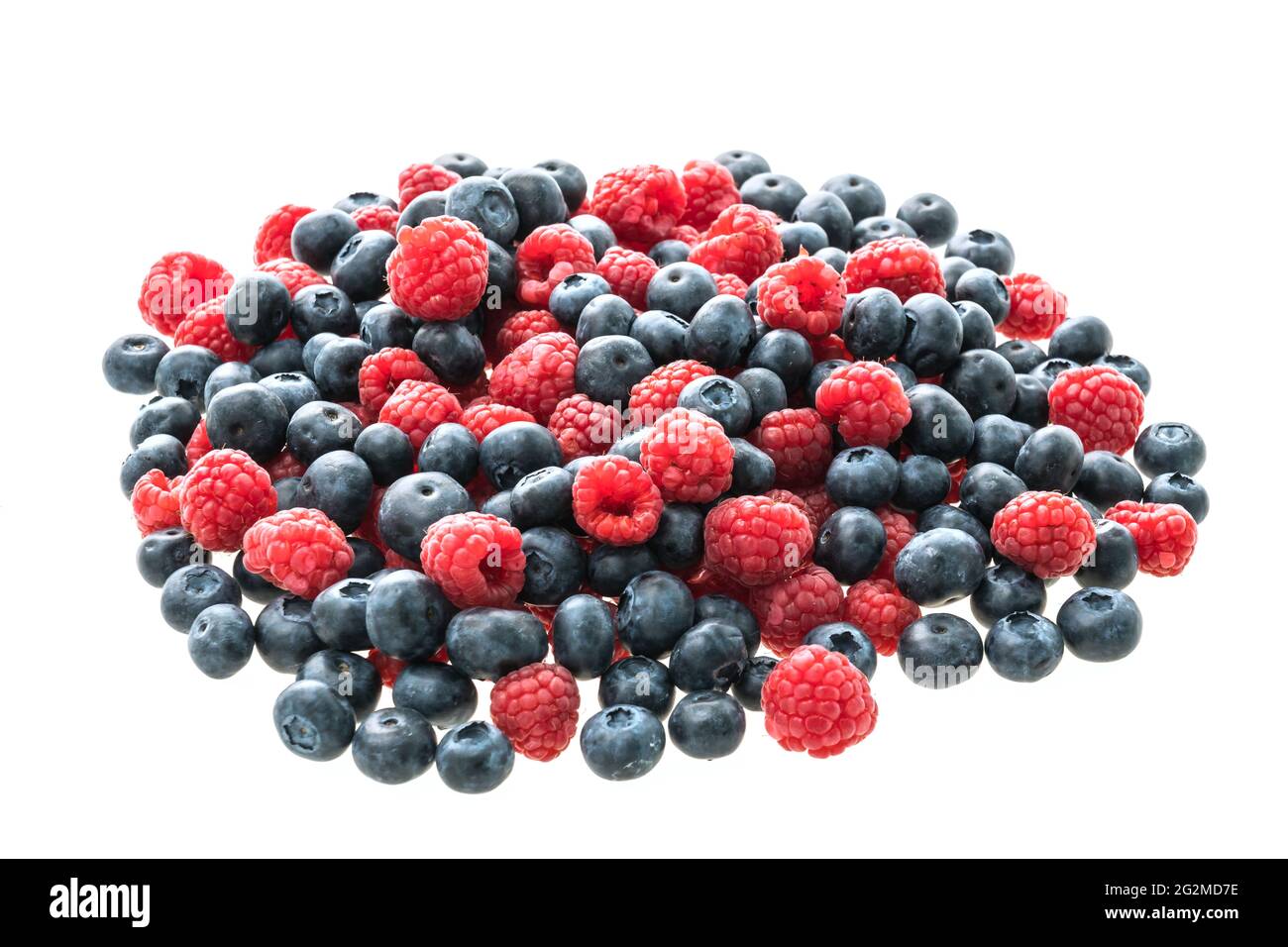Group of Blueberry and Rasberry fruit isolated on white background ...