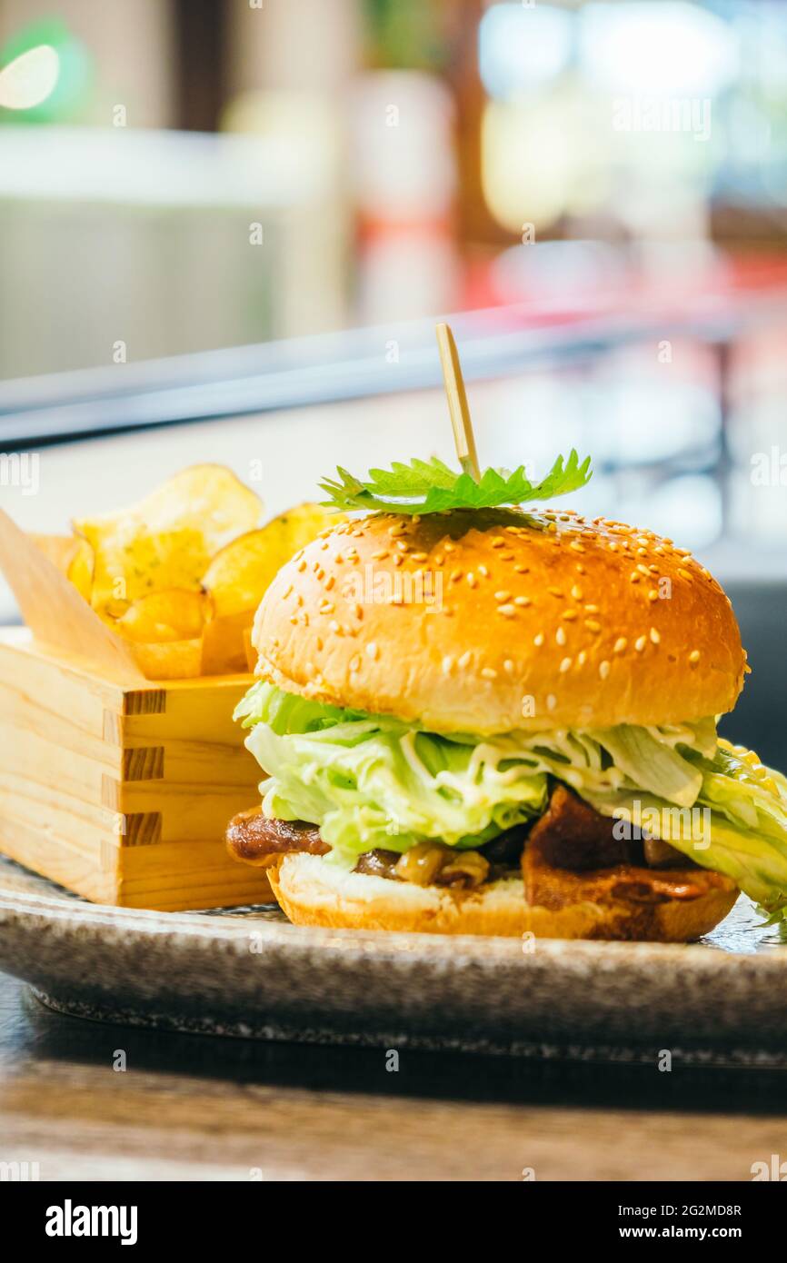 Beef hamburger - Junk and Unhealthy food style Stock Photo - Alamy
