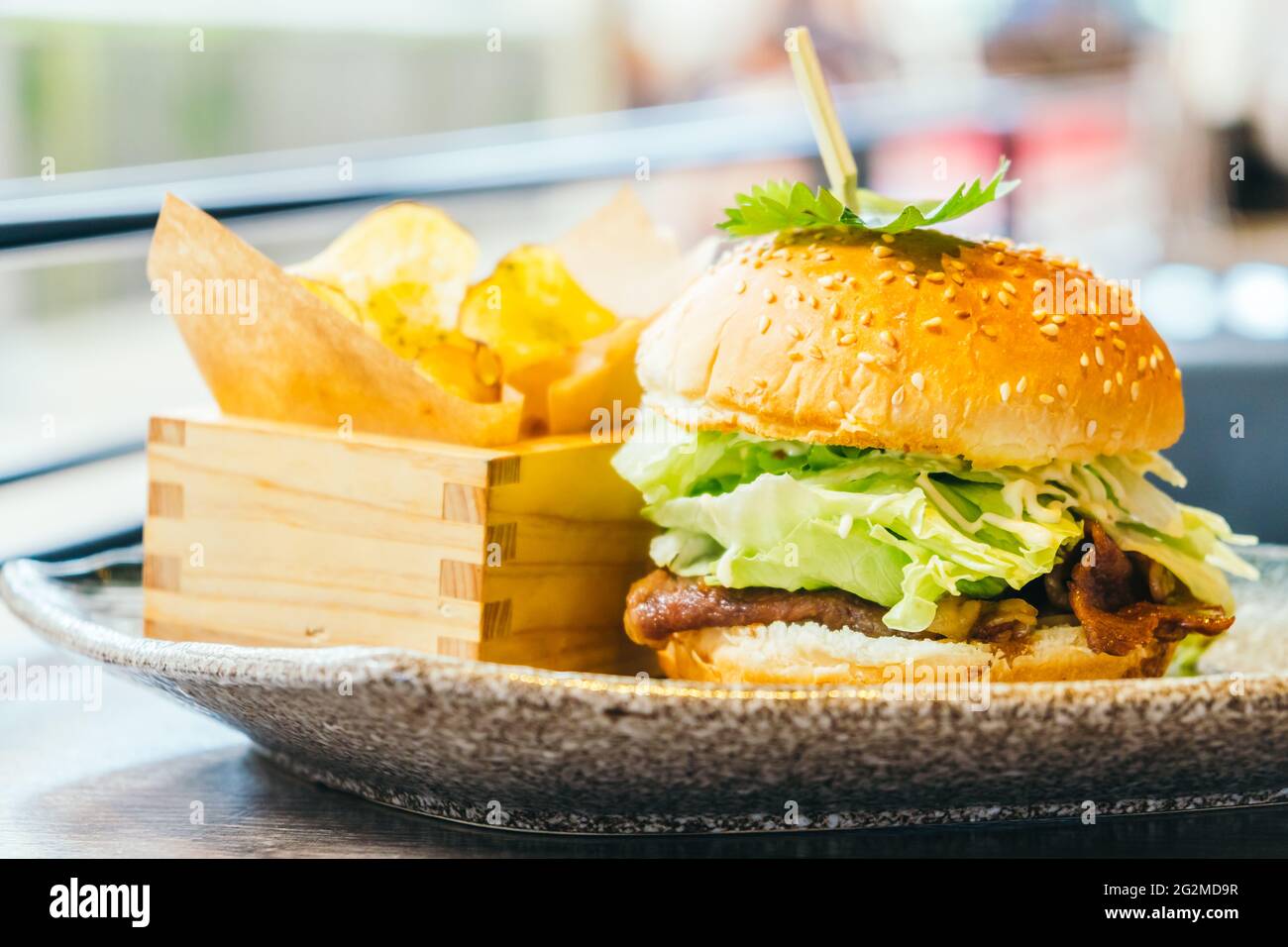 Beef hamburger - Junk and Unhealthy food style Stock Photo - Alamy
