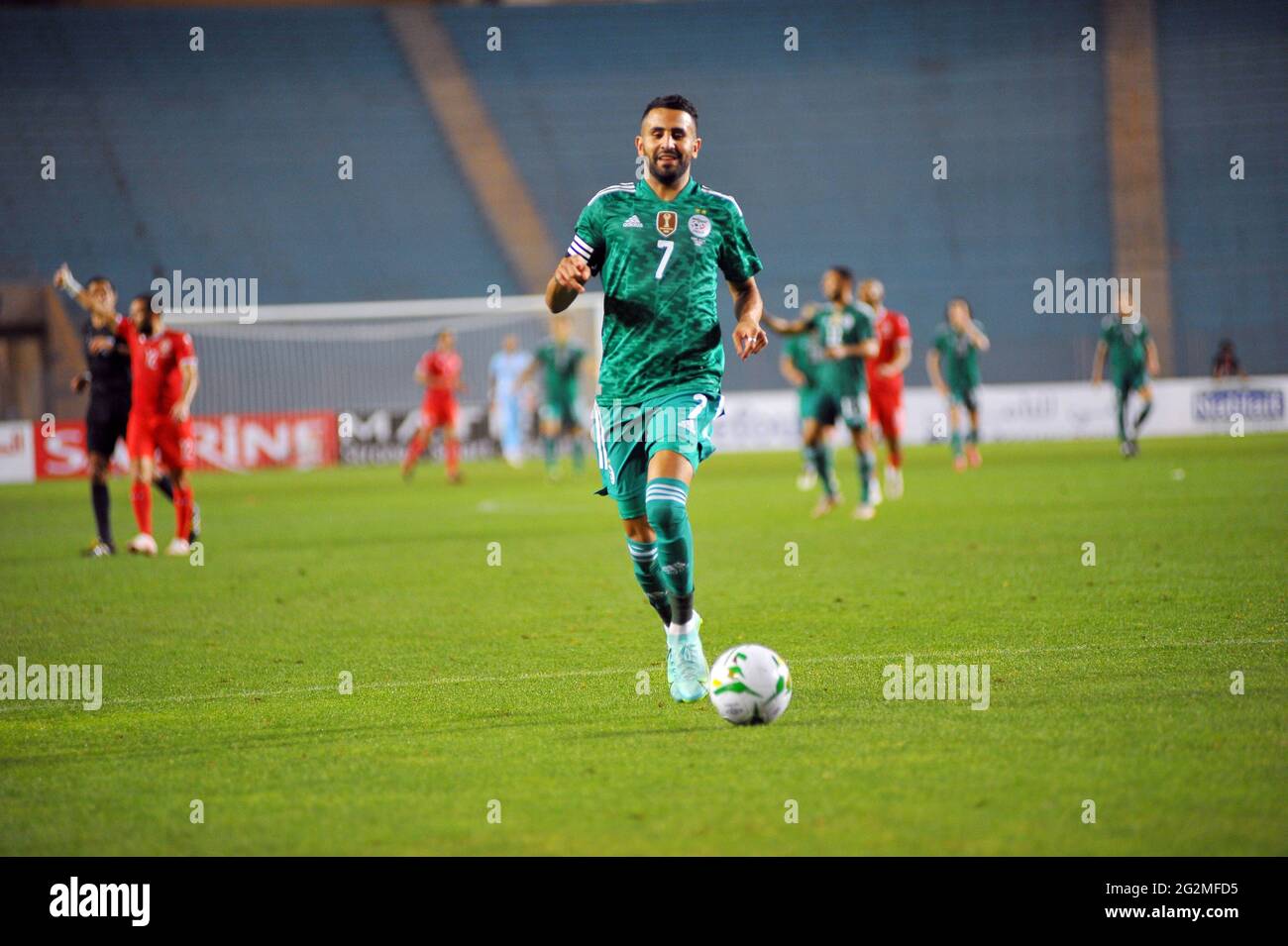Rades, Tunis, Tunisia. 11th June, 2021. Riadh Mehrez (7) of Algeria in ...