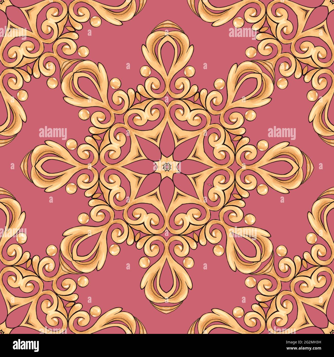 Abstract seamless pattern, vintage gold and red background Stock Photo ...