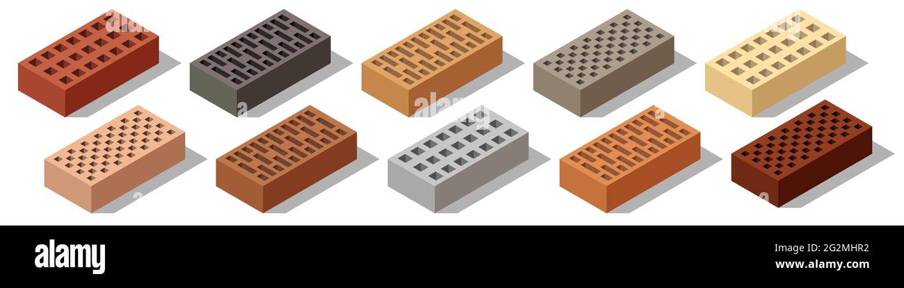 Isometric bricks isolated. Set of colorful 3d bricks for construction ...