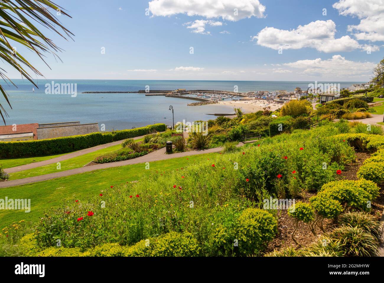 The harbour and beach at Lyme Regis, seen from the Langmoor and Lister ...