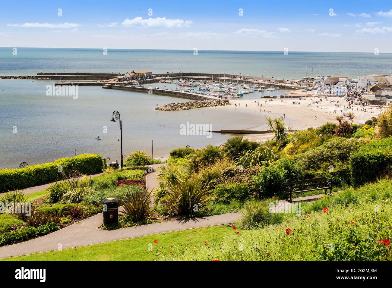 The harbour and beach at Lyme Regis, seen from the Langmoor and Lister ...