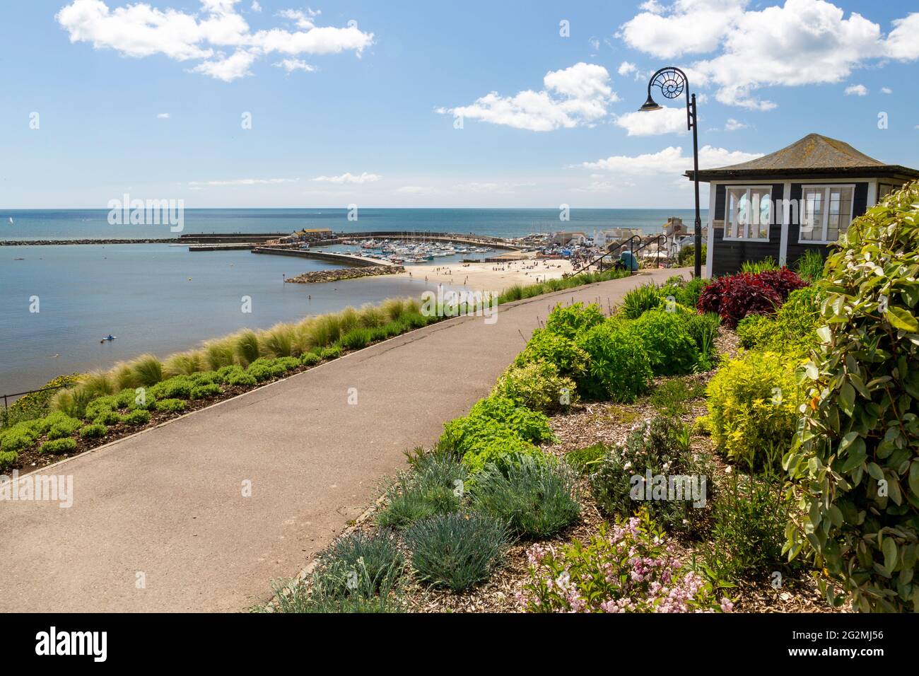 The harbour and beach at Lyme Regis, seen from the Langmoor and Lister ...