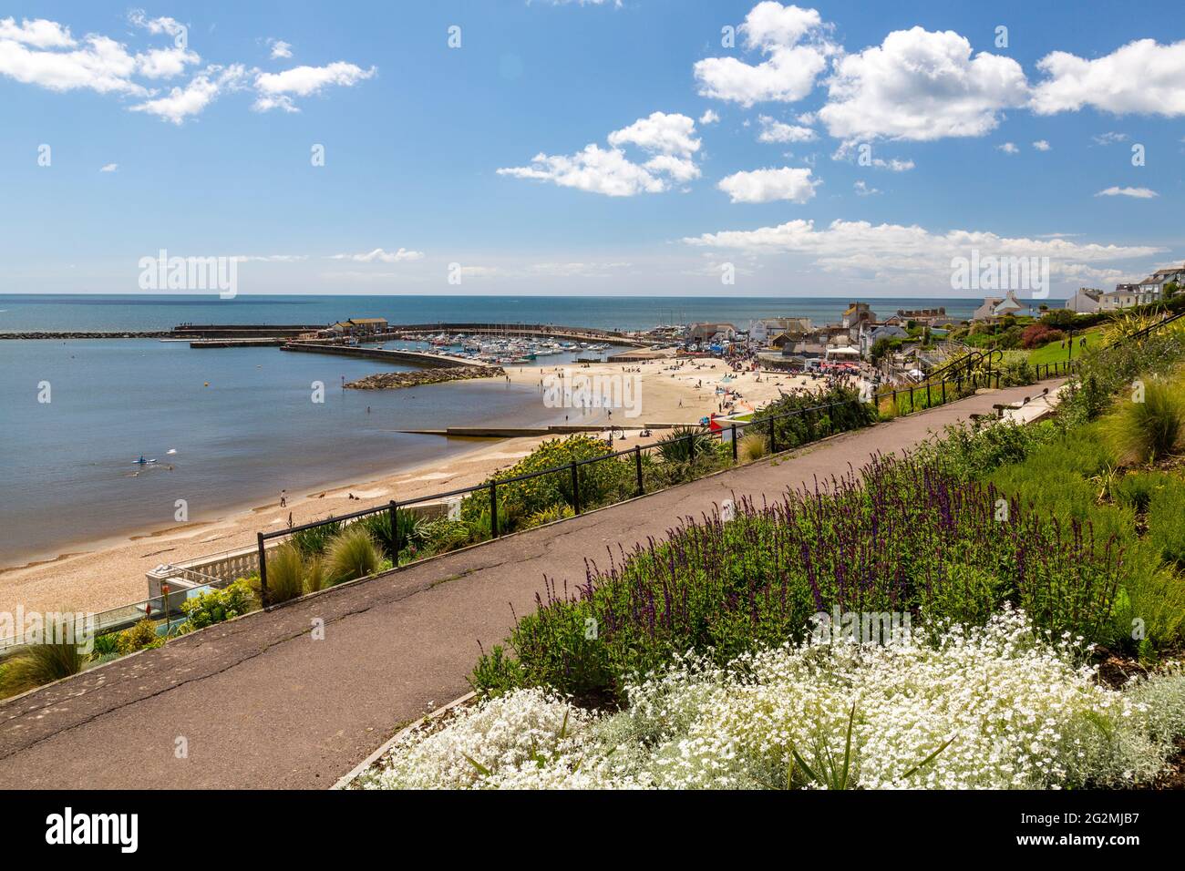 The harbour and beach at Lyme Regis, seen from the Langmoor and Lister ...