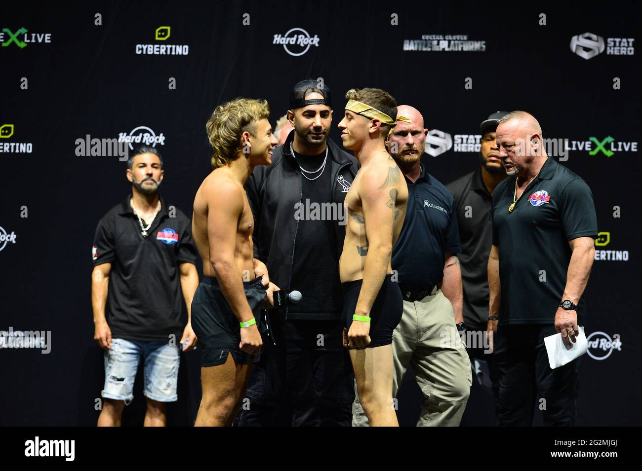 HOLLYWOOD, FLORIDA - JUNE 11: TikTok personality Cale Saurage (L) and ...