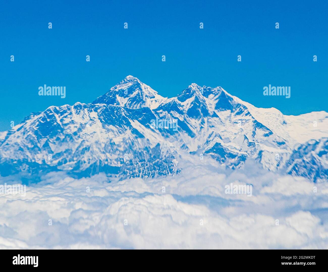 Mount Everest in the Himalayas. 8848 m high. The highest mountain on ...