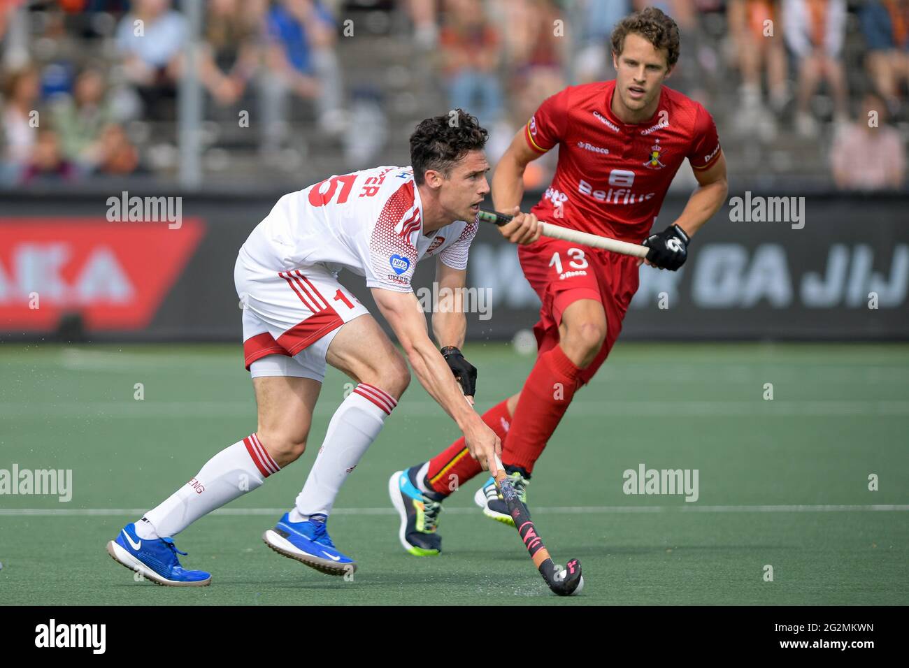 AMSTELVEEN, NETHERLANDS - JUNE 12: Phil Roper of England, Nicolas de ...