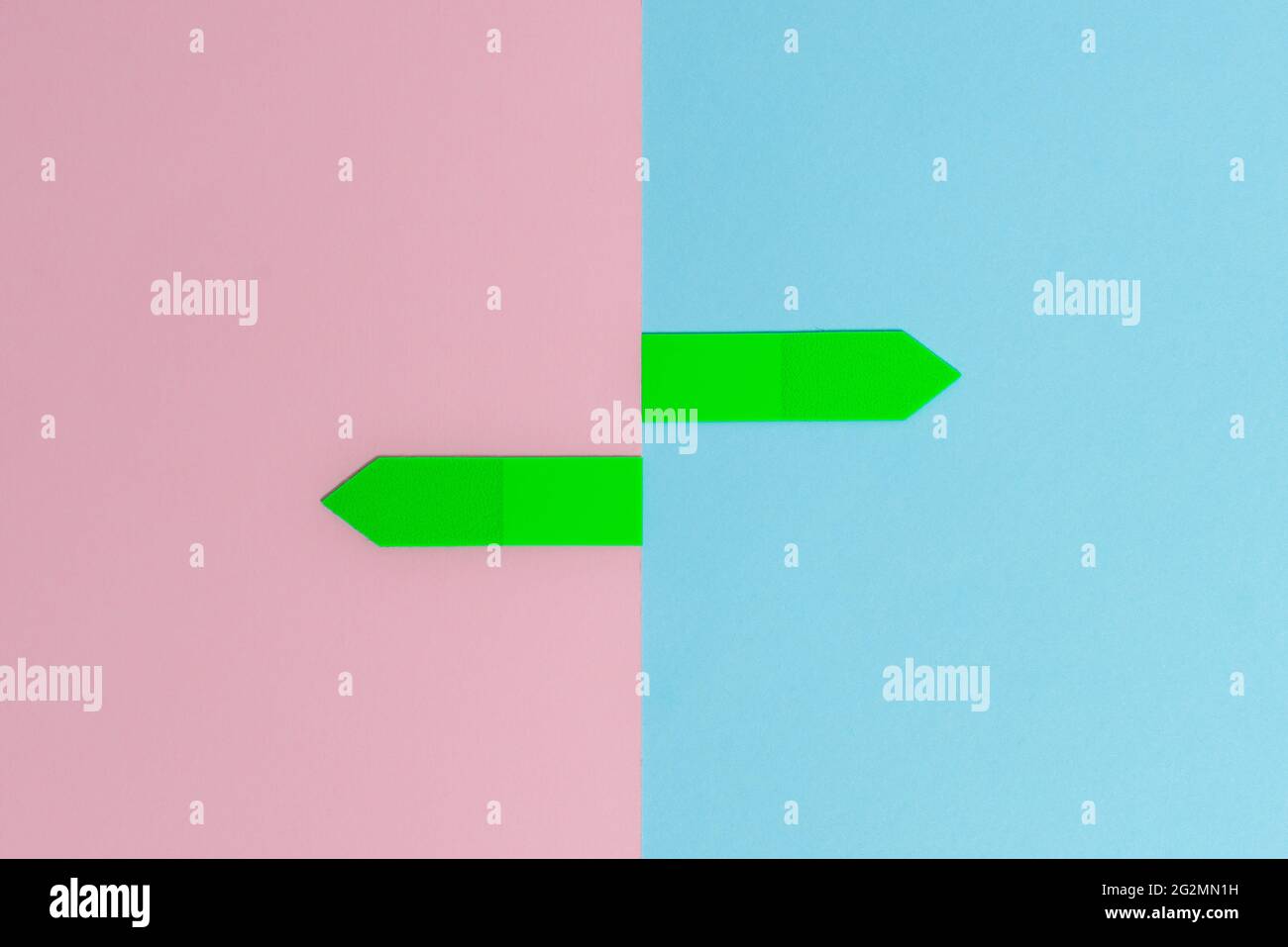 Two Objects Arranged Facing Inward Outward On a Separated Coloured ...