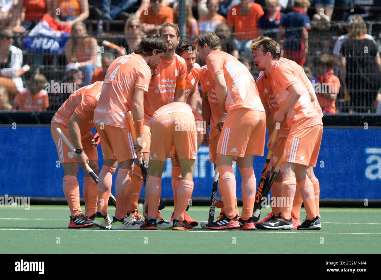 AMSTELVEEN, NETHERLANDS - JUNE 12: The Dutch national hockey team ...
