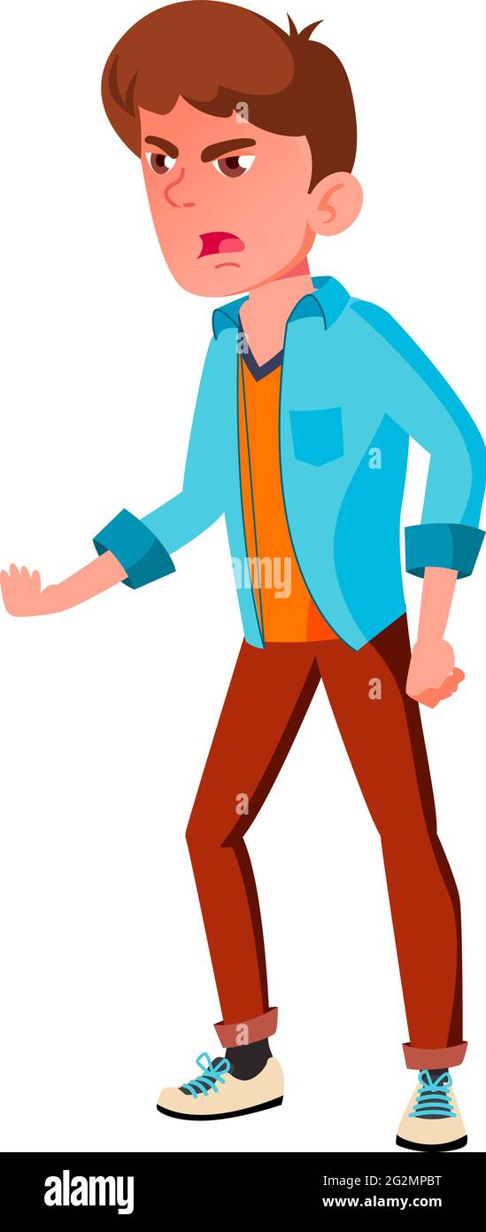evil boy teen screaming at sport team player in gym cartoon vector ...