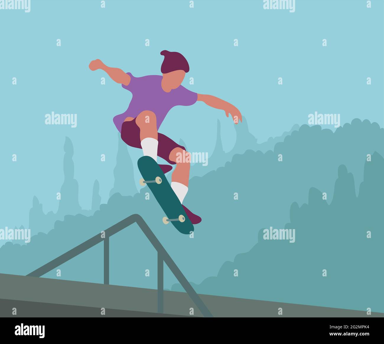 Skating over steps flat style illustartion vector Stock Vector Image ...