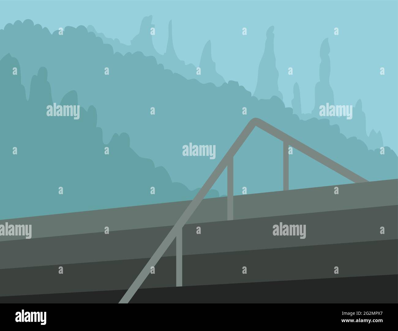 Steps Background Illustration with mountain trees flat style vector ...